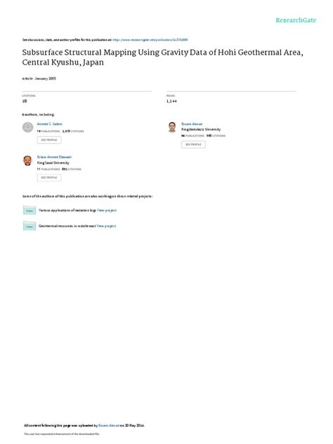 Subsurface Structural Mapping Using Gravity Data O Pdf Equations