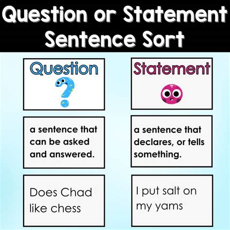 Question And Statement Sentence Sort By Emily Og Tutor Tpt