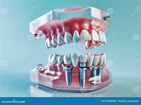 3d Illustration Of A Mandibular Prosthesis Supported By Implants Stock
