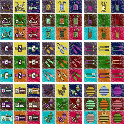 평면 음영 스타일 아이콘 체육관 장비 벡터의 집합 Ai Eps Uidownload