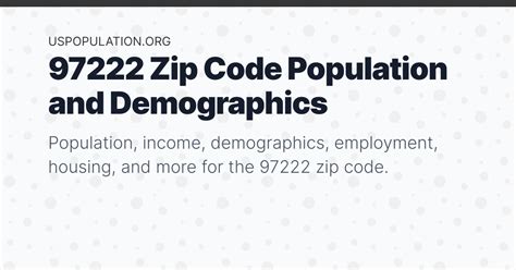 97222 Zip Code Population Income Demographics Employment Housing