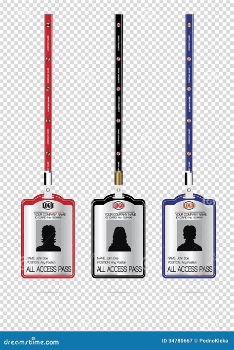 Vector Id Pass Cards Set Stock Vector Illustration Of Name 34780667