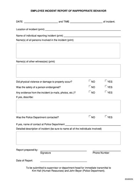 Employee Behavior Incident Report Fill And Sign Printable Template