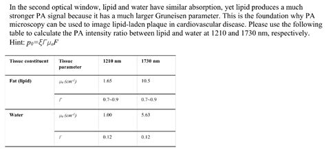 Solved In The Second Optical Window Lipid And Water Have