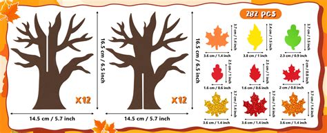 Beyumi Fall Trees Foam Craft 12 Pack Fall Thankful Leaves