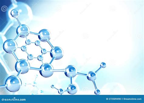 Horizontal Banner With Model Of Abstract Molecular Structure Background Of Blue Color With