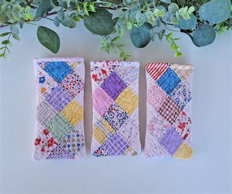 Quilted Eyeglass Case Soft Eyeglass Case Handmade Vintage Quilt