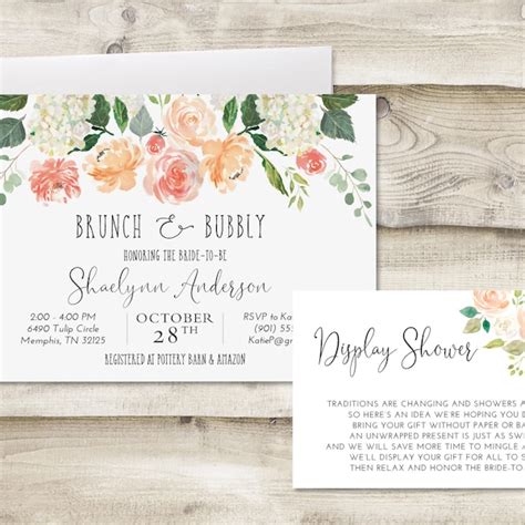 Bridal Shower Invitation With Display Shower Insert Etsy