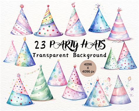 23 Png Watercolor Party Hats Clipart Birthday Party Hats Png Colorful