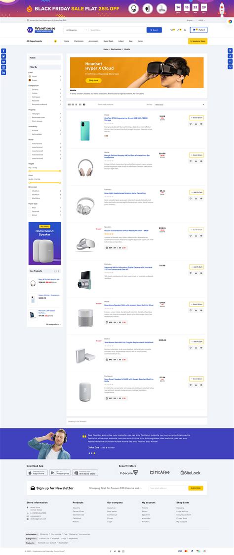 Warehouse Advanced Electronics Prestashop Theme