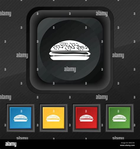 Burger Hamburger Icon Symbol Set Of Five Colorful Stylish Buttons On