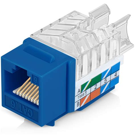 Everest 45 Degree Rj45 Cat6 Keystone Jacks Slim Profile 50 Pack Blue Compatible With 45
