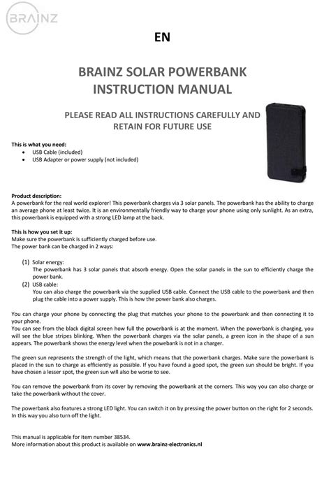 Brainz 38534 Instruction Manual Pdf Download Manualslib