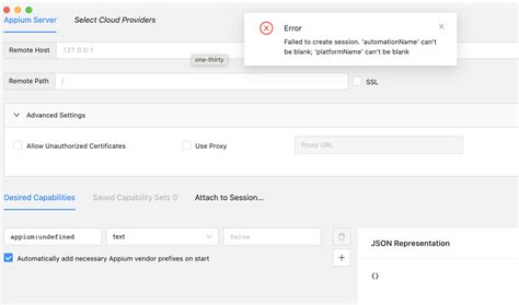 Failed To Create Session Automationname Cant Be Blank