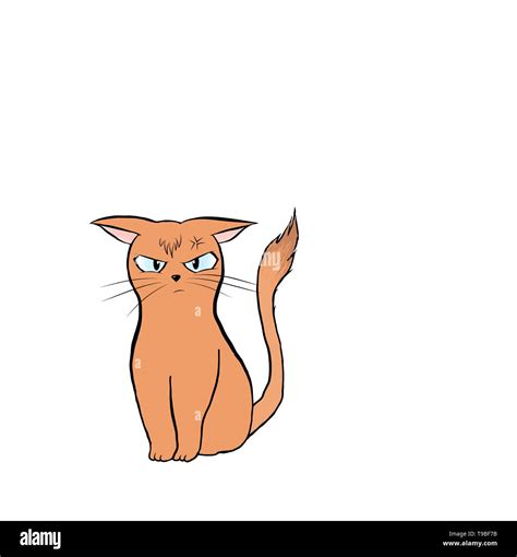 Illustration Of A Funny Angry Cat Can Used Like A Sticker Or Emoji