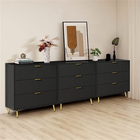 Fluted 9 Drawer Dresser Modern Dressers Chest Of Drawers With Fluted