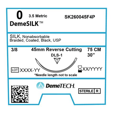 Demesilk Silk Suture Synthetic Non Absorbable Dls 1 45mm 3 8 Circ