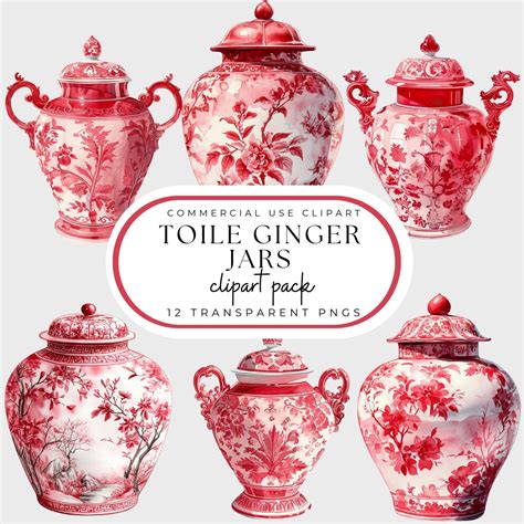 Toile Ginger Jars Png Ginger Jar Png Chinoiserie Urn Png Clipart