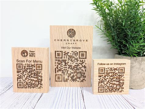 Qr Code Solid Oak Blocks Personalised Oak Blocks Qr Code Custom