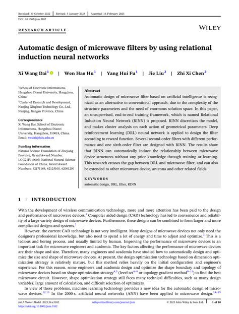 Automatic Design Of Microwave Filters By Using Relational Induction Neural Networks