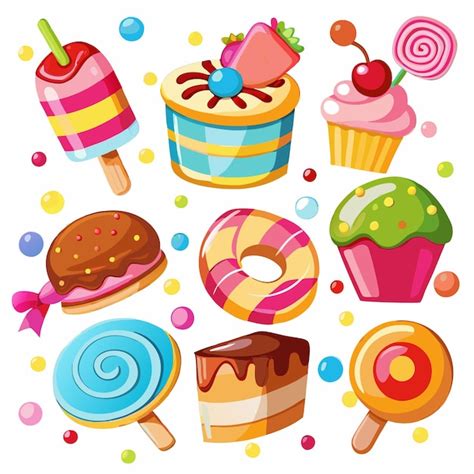 Coloured Sweets Collection On A Isolated White Background 13 Premium