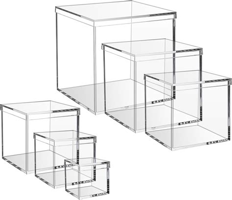 Worown 6 Pcs Acrylic Cube Box With Lid Clear Candy Storage