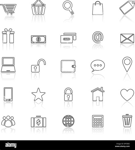 Ecommerce Line Icons With Reflect On White Stock Vector Stock Vector