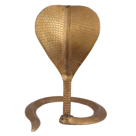 Etched Hindu Brass Cobra Head Nag Devta Statue