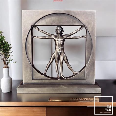 Veronese Design Leonardo Da Vinci Vitrivius Adamı Objesi Bronz Kaplama