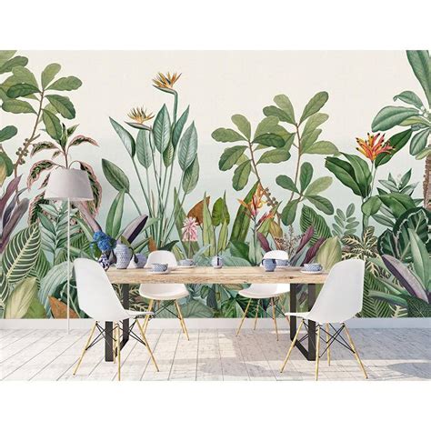 Custom Tropical Plants Jungle Landscape Wallpaper Mural For Living Room