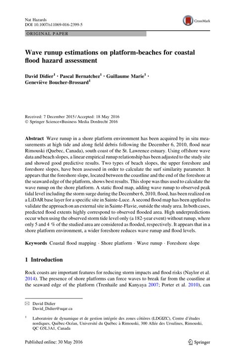 Pdf Wave Runup Estimations On Platform Beaches For Coastal Flood