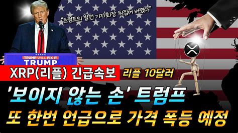 Xrp 리플 트럼프 이 발언에 후폭풍 엑스알피 한번 더 폭등 나온다 100억 부자를 향한 도약 비트코인 시바이누코인 도지코인 이더리움 리플