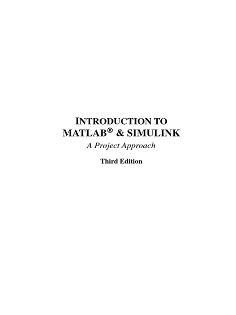 I Matlab And Simulink Ntroduction To Pdf Matlab Matrix Mathematics