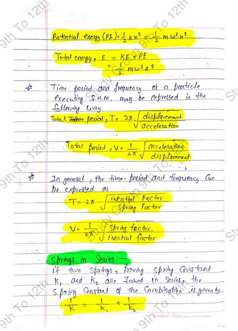 Chapter 14 Oscillations Notes Class 11 Physics Handwritten Pdf