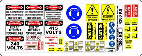 Generator Large Risk Assessment Safety Stickers Uv Laminated