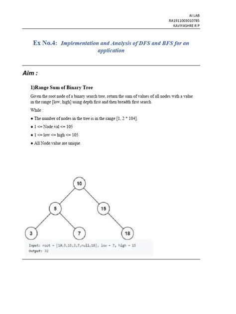 Ai 4 Implementation Of Bfs And Dfs 785 Pdf Graph Theory Discrete Mathematics