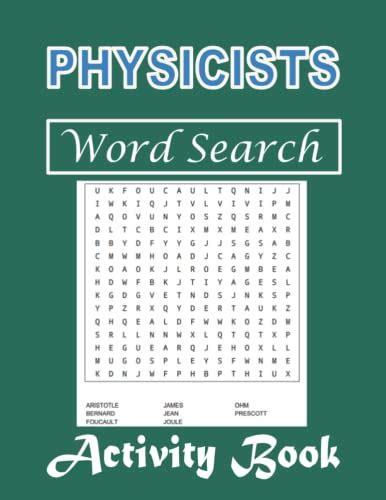 Physicist Word Search Activity Books Large Print Physicist Themed