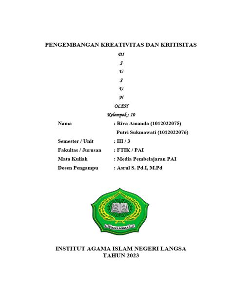 Pengembangan Kreativitas Dan Kritisitas Pdf
