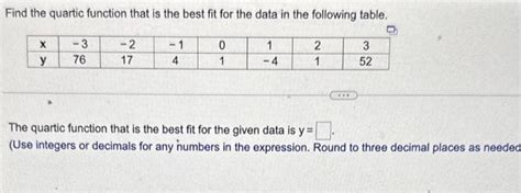 Solved Find The Quartic Function That Is The Best Fit For Solved Find The Quartic Function That Is The Best Fit For