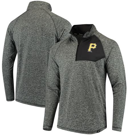 Mens Pittsburgh Pirates Fanatics Heathered Gray Static Quarter Zip Pullover Jacket