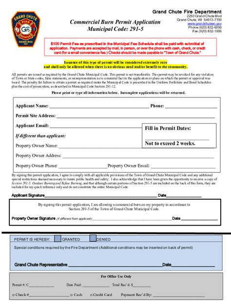 Fillable Online Commercial Burn Permit Application Fax Email Print Pdffiller