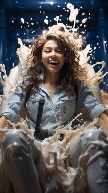 Premium Photo Creative Photography Girl Splash Milk Tub