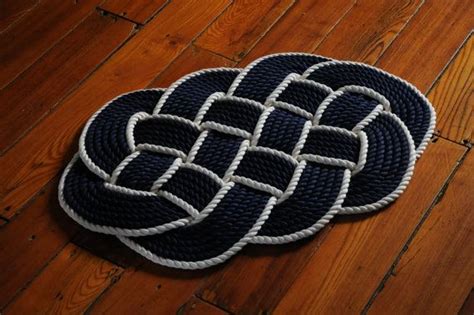 Rope Rug Rope Knot Nautical Decor Cotton Rope Mat Navy And