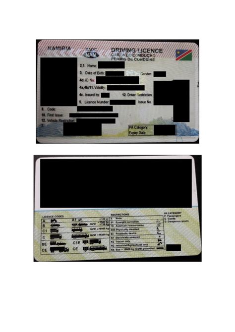 Driving Licence Namibia Scheckkartenformat Beglaubigte Übersetzungen