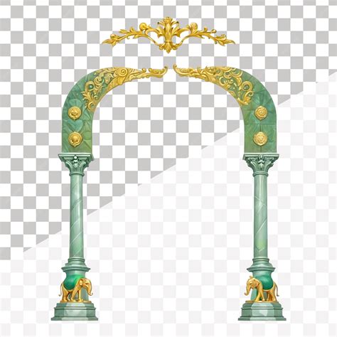 Decorative Pillar Gate Border Frame With Green Gold Color Premium Ai