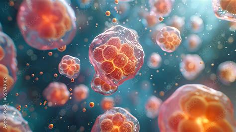 Visualization Of Cells Dividing Representing Growth And Reproduction Stock Illustration Adobe