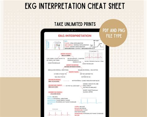 Ekg Interpretation Cheat Sheet Dysrhythmias Ecg Rhythm Digital Download Etsy