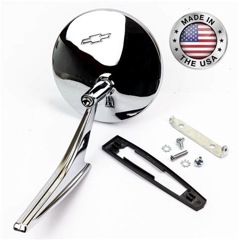 1967 Camaro Exterior Round Chrome Door Mirror With Bowtie Oe Style Usa