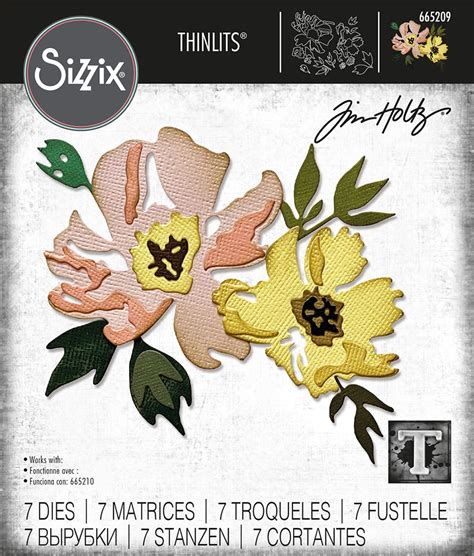 Sizzix Chapter 1 Tim Holtz Thinlits Die Set Brushstroke Flowers 1 665209