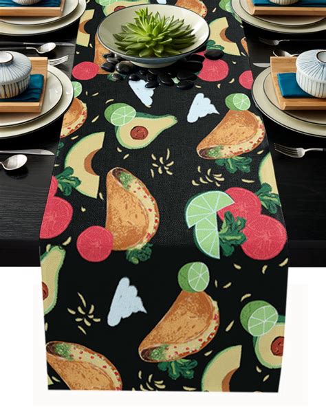 Avocado Green Cute Cartoon Table Runner Kitchen R Tablecloth Placemat Hotel Home Wedding R Table